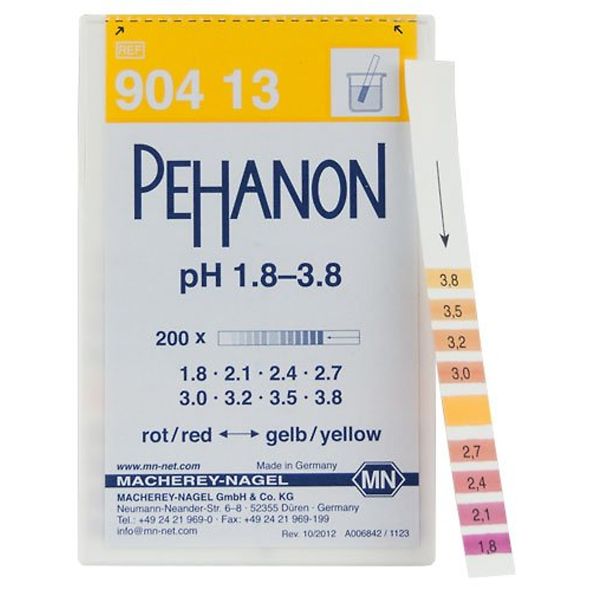 Macherey-Nagel, 90413, Pehanon pH 1.8-3.8, Box of 200 Strip