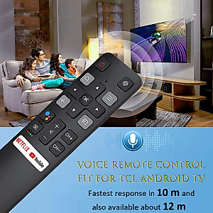Voice Remote Control for TCL Android TV, New Upgraded Replacement RC802V for TCL TVs, 40S330 32S330 40S334 32S334 70S430 32A325 32A323 65Q637 55S430 43S430 55Q637 43S434 75S434 32P30S