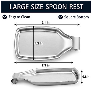 Stainless Steel Spoon Rest for Kitchen Stove Top, Herogo Large Cooking Utensil Spatula Ladle Holder with Square Bottom, Kitchen Accessories for Kitchen Countertop, Heavy Duty, Dishwasher Safe