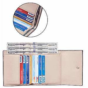 Travelambo RFID Blocking Small Mini Compact Wallet Coin Pouch Holder Trifold Credit Card Holder Pocket Purse for Women (Napa Sand)