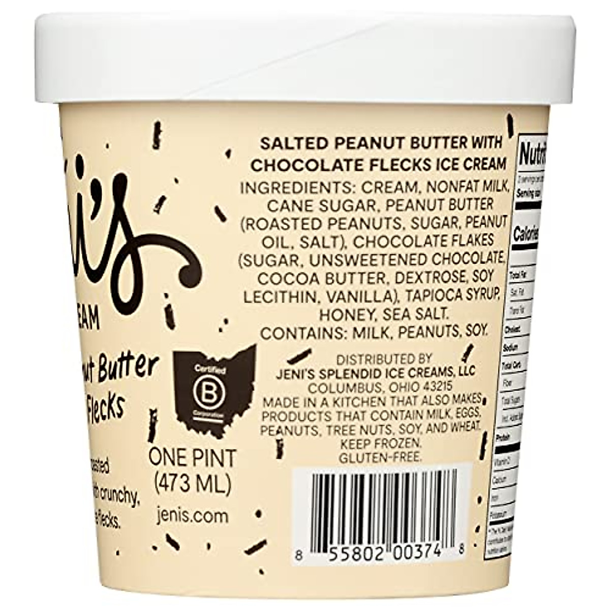 JENIS SPLENDID ICE CREAMS Salted Peanut Butter with Chocolate Flecks, 1 PT