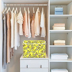 DOMIKING Duck Large Storage Bin with Lid Collapsible Shelf Baskets Box with Handles Toys Organizer for Shelves Cabinet Nursery Drawer