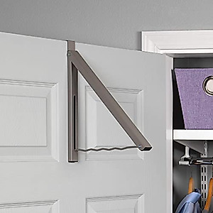 Over Door Hanger - Single Closet Hanger Retractable Collapsible Folding Hanging Rack Organizer Perfect for Clothes & Towels Ideal for Bathrooms, Dorm Rooms Etc. - Satin Nickel (Includes one Hook)