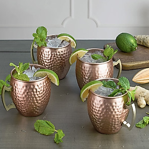 Arora Metal Moscow Mule Copper Color Tumbler, Aluminum 22oz Cup, Set of 4