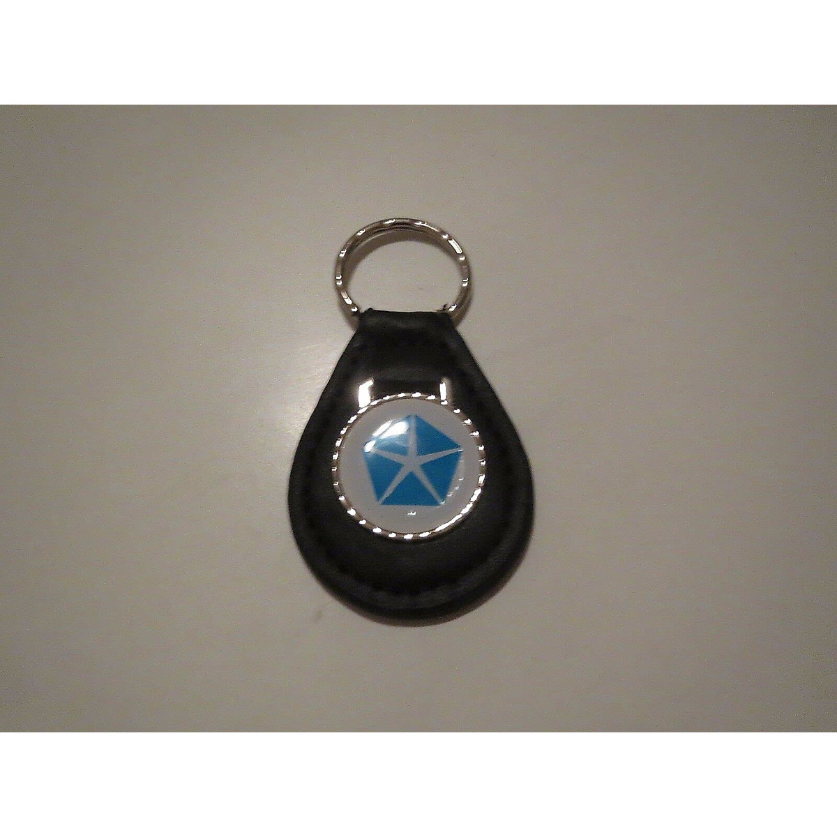 NEWPORT NEW YORKER 300 LEBARON LHS LASER WHITE LOGO LEATHER KEYCHAIN - BLACK