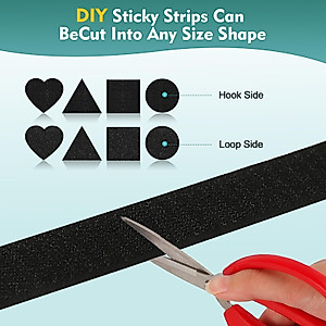 1 in×30 feet Black Heavy Duty Hook And Loop Tape with Adhesive, No Punching Picture Frame & Door Screen Mounting Tape, Keep Couch Cushion from Sliding, Sticky Tape for DIY at Classroom Office Home
