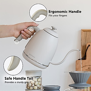 BUYDEEM K821 Electric Gooseneck Kettle with Variable Temperature Control, Pour Over Coffee Tea Kettle, Durable 18/8 Stainless Steel, Auto Keep Warm & Built in Brewing Timer, 0.8L