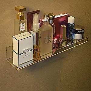 HESIN Acrylic Book Shelf Floating Wall Ledges Display Shelves – 5MM Thick Invisible Spice Racks 2 Pack of 15 L x 3.7" D x 2.75" H