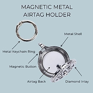 DEERLET Airtag Necklace for Adults,Metal Jewelry Badge airtag Necklace Kids,Airtag Watch Necklace for Kids Boys Women,25in Adjustable Alloy Necklace with airtag Holder Compatible Apple air tag