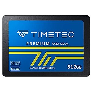 Timetec 512GB SSD 3D NAND SATA III 6Gb/s 2.5 Inch 7mm (0.28") Read Speed Up to 550 MB/s SLC Cache Performance Boost Internal Solid State Drive for PC Computer Desktop and Laptop (512GB)