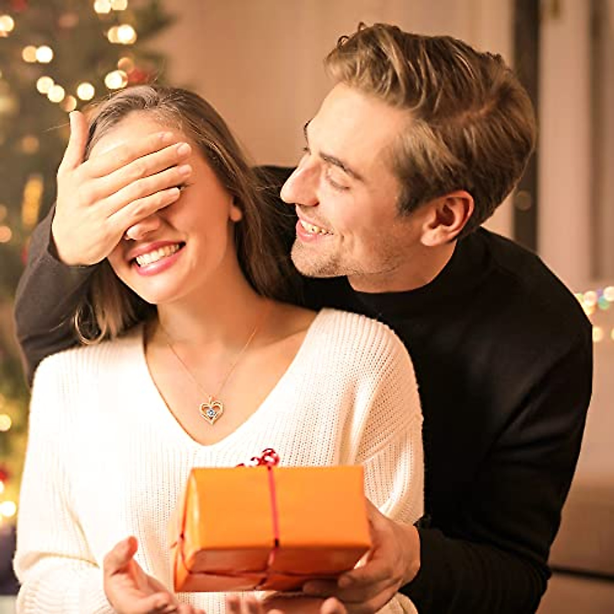 LOUISA SECRET Birthstone Necklace for Women, 925 Sterling Silver Pendant Necklace, 19inches Forever Love Heart Necklace, Rose Gold-Plated Necklace Jewelry Anniversary Birthday Gift for Women Wife Girl