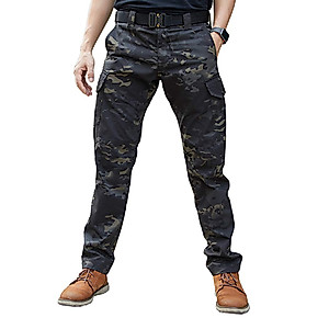 IDOGEAR GL Tactical Pants Multi-camo Combat Pants for Airsoft Military Hunting Paintball Outdoor Sports Slim Fit Style (B:Multi-camo Black, 32W x 32L)