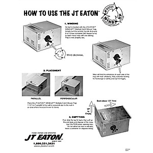 JT Eaton 425 Galvanized Steel Wind-Up Multiple Catch Mouse Trap with Inspection Window, Pack of 12 - No Bait or Poison Needed
