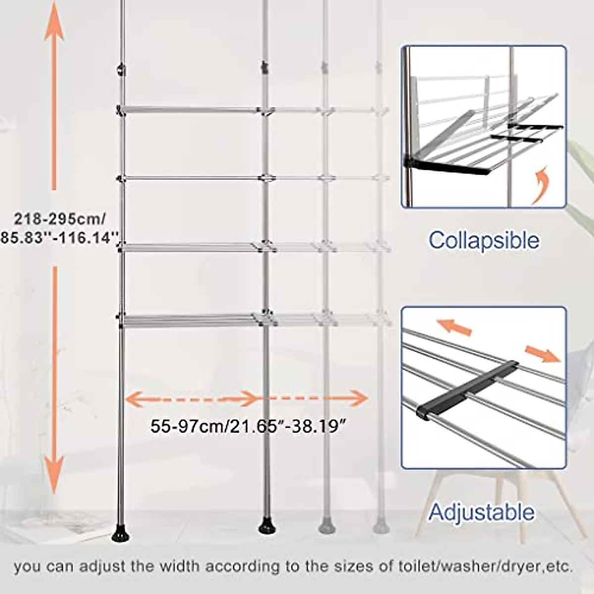 DAHOOMII Over The Toilet Storage Shelf Laundry Room Organizer Rack 0777-26 0