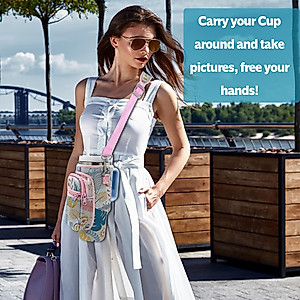 Water Bottle Carrier with Phone Pocket for Stanley Quencher 40oz Tumbler with Handle, Neoprene Water Bottle Pouch Holder with Adjustable Shoulder Strap,Stanley Cup Acces(Pouch Holder, Grey Maple)