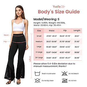 Yvette Bell Bottom Pants for Women Flare Leggings High Waist Wide Leg Bootcut Yoga Pants Tummy Control Dancing