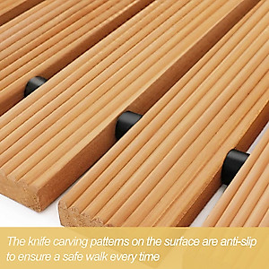 TONAHUTU 6FT Wooden Garden Pathway, Roll Out Wooden Curved Pathway Weather-Resistant Walkway for Outdoor Patios 17" W Roll Out Hardwood Walkway with Non-Slip Surface Wedding Party Pathways (Curved)