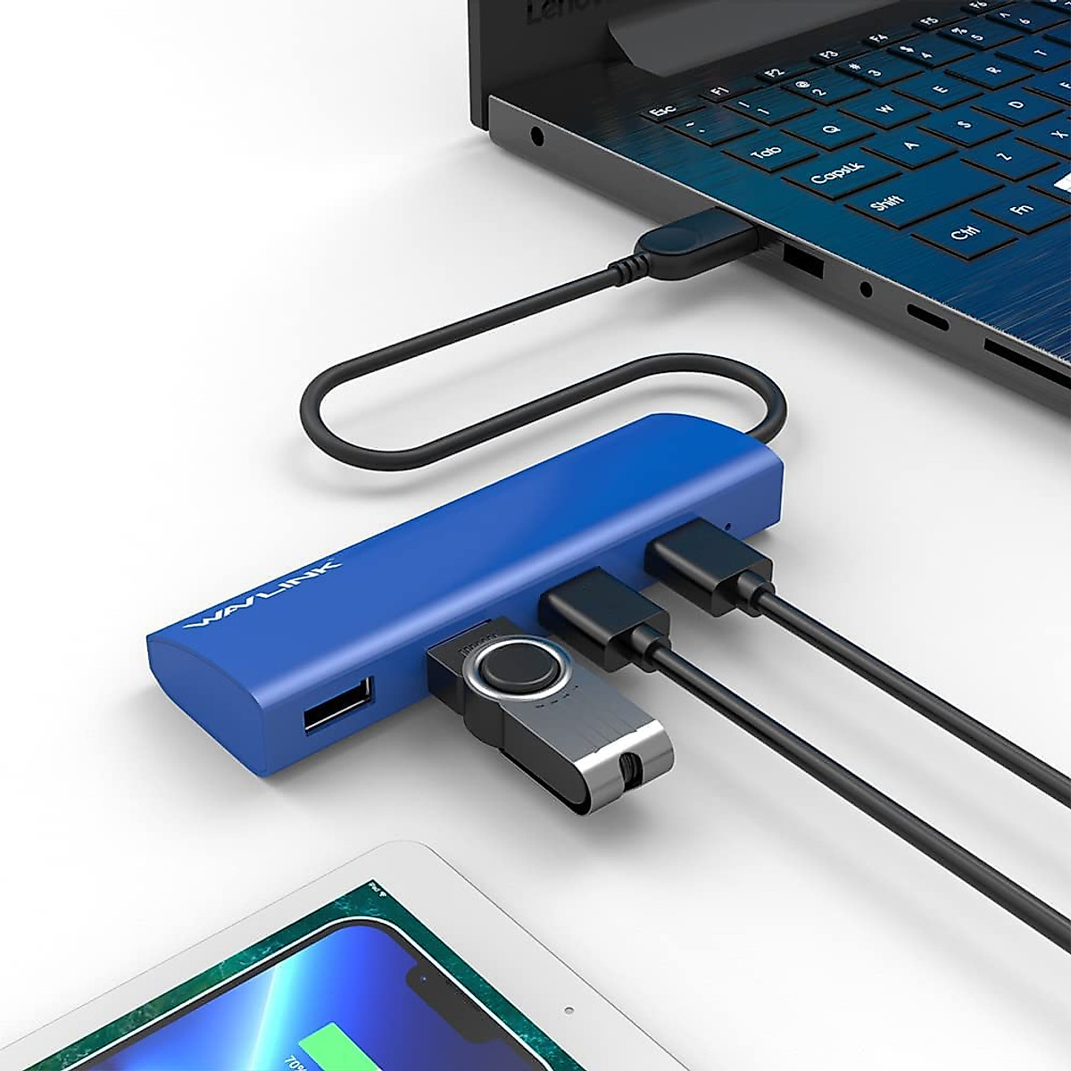 USB 3.0 4-Port Hub Adapter,WAVLINK Slim Aluminum Hub with 4 Port USB 3.0,Compatible with MacBook, Laptop, Surface Pro, PS4, PC, Flash Drive, Mobile HDD
