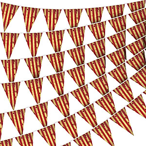 5 Packs Carnival Circus Party Decorations Halloween Striped Pennant Banner Bloody Splatter Carnival Decor Triangle Bunting Flag for Carnival Birthday Halloween Party Decorations, 7.9 x 11.8 Inches