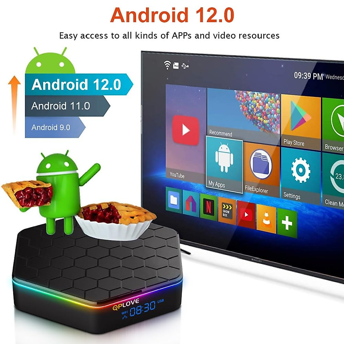 Android TV Box 12.0 4GB RAM 64GB ROM H618 Quad-Core Cortex-A53 CPU Mali-G31 MP2 Android Box 3D 6K TV Box Support WiFi6 2.4Ghz/5.0Ghz Dual Band WiFi BT5.0 Set-top Box