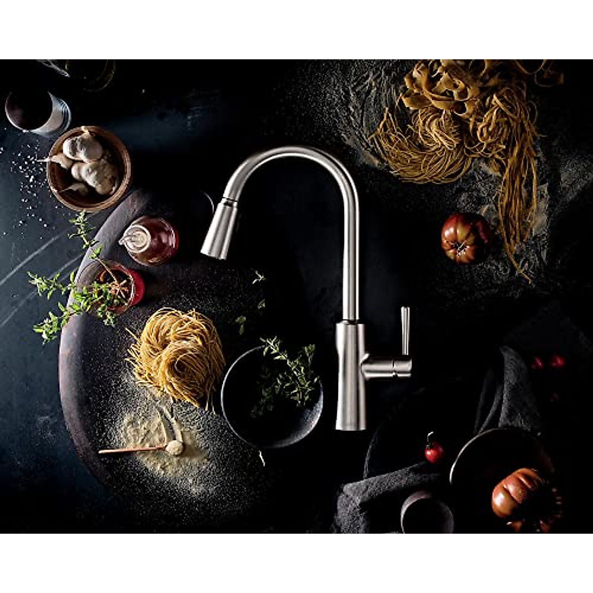 Moen 7402SRS Riley Spot Resist Stainless Steel Pulldown Kitchen Faucet - Power Boost, Reflex Docking System, Sleek Design, One-handle, Spray Head