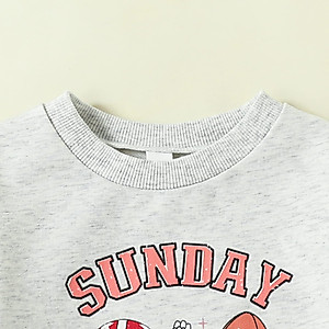 MoZiKQin Toddler Baby Boy Girl Football Sweatshirt Long Sleeve Pullover Sweater Tops Thanksgiving Outfit Fall Clothes (Sunday Funday,3-4T)