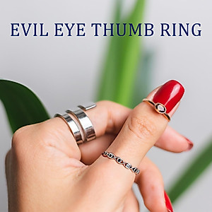 Evil Eye Infinity Ring for Women: 925 Sterling Silver Blue Eyes Stackable Rings Wedding Eternity Band Engagement Promise Cubic Zirconia Bands, Cute Rings Jewelry Birthday Presents Size 8