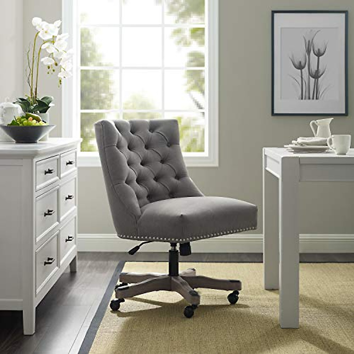 Linon Home Décor Honor Light Gray Office Chair, Grey