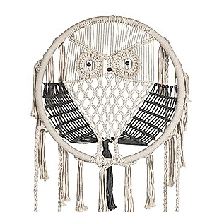 Prime Garden Hammock Chair, Owl Hanging Macrame Swing with Hardware Kits, Handmade Knitted Mesh Rope Swing Chair for Indoor, Outdoor, Bedroom, Patio, Garden, Small (Width 60 CM)