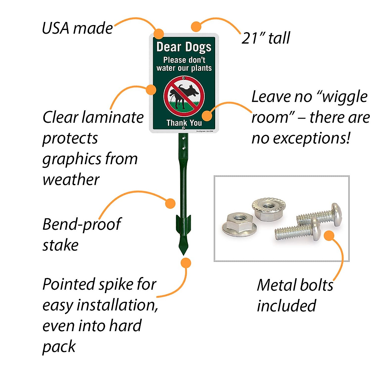 SmartSign 10 x 7 inch Dear Dogs Please Don't Water Our Plants Funny No Dog Pee sign for yard and 18 inch Stake Kit, 40 mil Laminated Rustproof Aluminum, Multicolor, Set of 1, Made in USA