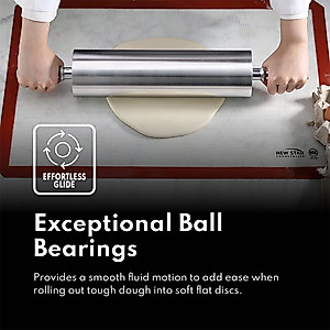 New Star Foodservice 37517 Extra Heavy Duty Restaurant Aluminum Rolling Pin, 15", Silver