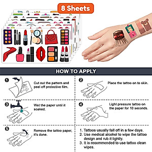 96 PCS Spa Makeup Temporary Tattoo Stickers Theme Birthday Party Decorations Supplies Favors Decor Cute Beauty Cosmetic Nail Tattoos Sticker Gifts for Kids Girls Women School Prizes Carnival Christmas