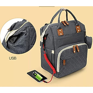 KLEINER Diaper Bag Backpack, Diaper bag, Baby diaper bag, Baby Diaper Backpack, Backpack Diaper tote with pacifier compartment and USB charging cord (Gray)