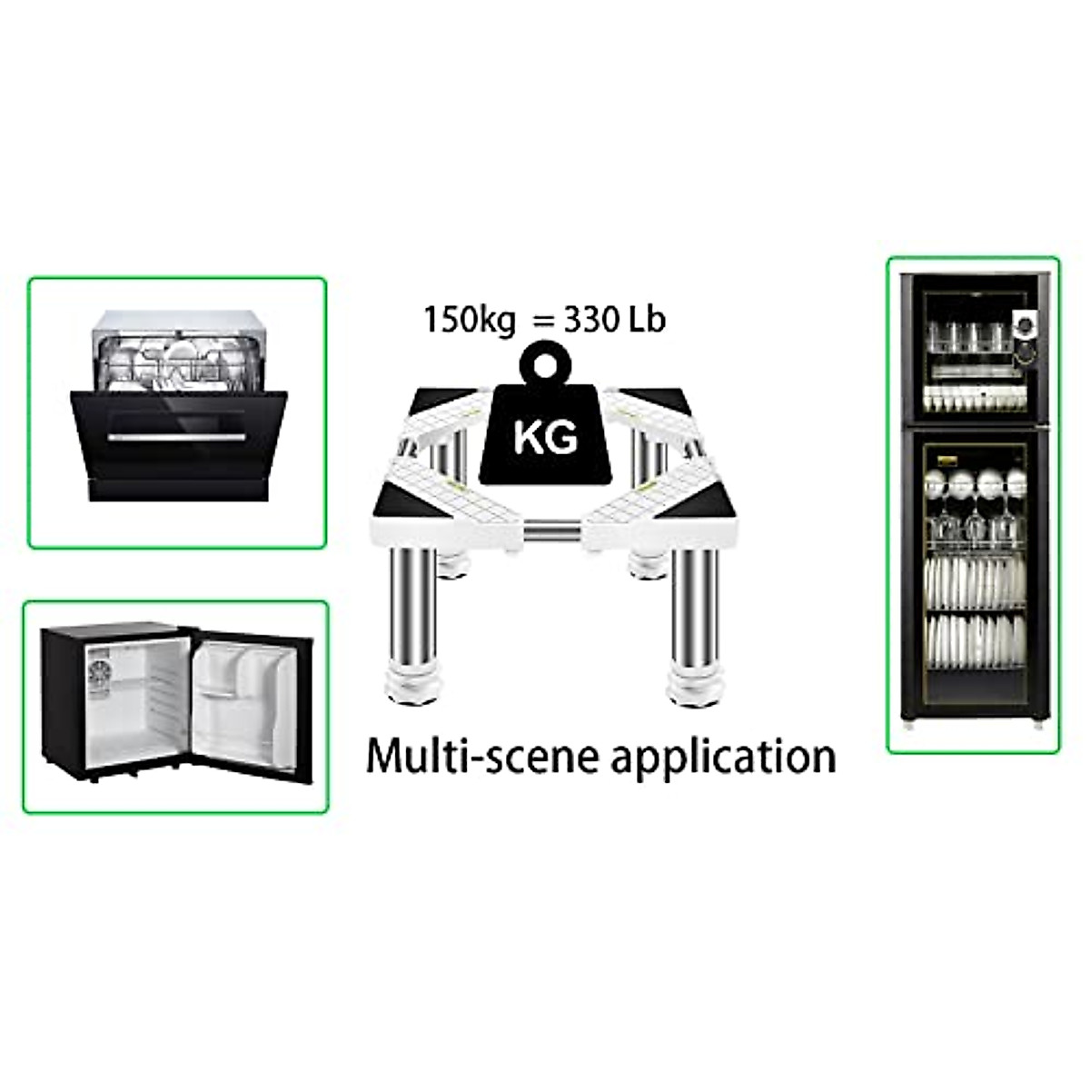 MQZHUK Refrigerator Base Stand Heightened Air Conditioner Base 4Legs- Height 5.9 in Adjustable Plant Container Rack LengthWidth 17.7~25in Plant Stands Pot Flower Holder,Max Load 460LB