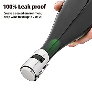 YANPROG Champagne Stoppers with Stainless Steel Wine Stoppers with Food Grade Silicone Leak proof Keep Fresh Suitable for Champagne, Cava, Prosecco and Sparkling (Silver, 2 Pack)