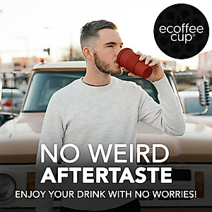 Ecoffee Cup Reusable Sustainable To-Go Travel Coffee-Cup Portable Cups With No Leak Silicone Lid - Dishwasher Safe (14oz, Red Dawn)