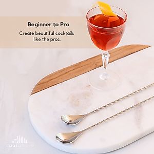 A Bar Above Extra Long 17” Bar Spoon Set of 2 – Stainless Steel Cocktail Stirrer Bar Set for Mixing Glass or Shaker – Spiral Handle Drink Stirrer Bar Supplies – Professional Drink Mixing Spoons