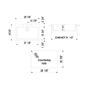 ALFI brand AB3020DI-W Drop-In Single Bowl Granite Composite Kitchen Sink, 30", White
