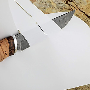 Nazarov Knives Damascus Steel Knife - Hunting Knife - Real Damascus - Birchbark - OVOD - Leather Sheath