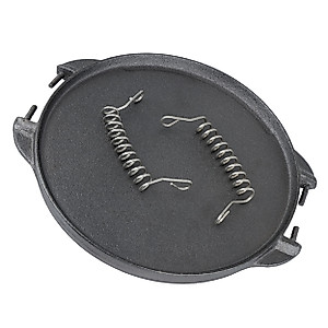 Lot45 Cast Iron Grill Pan, 10in - Cast Iron Grill Pans for Stove Tops, Grilling Cookware Dual-Sided Griddle for Camping