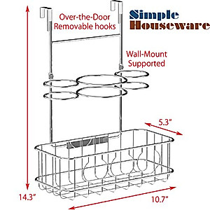 SimpleHouseware Cabinet Door/Wall Mount Hair Dryer & Styling Tools Organizer Storage, Chrome