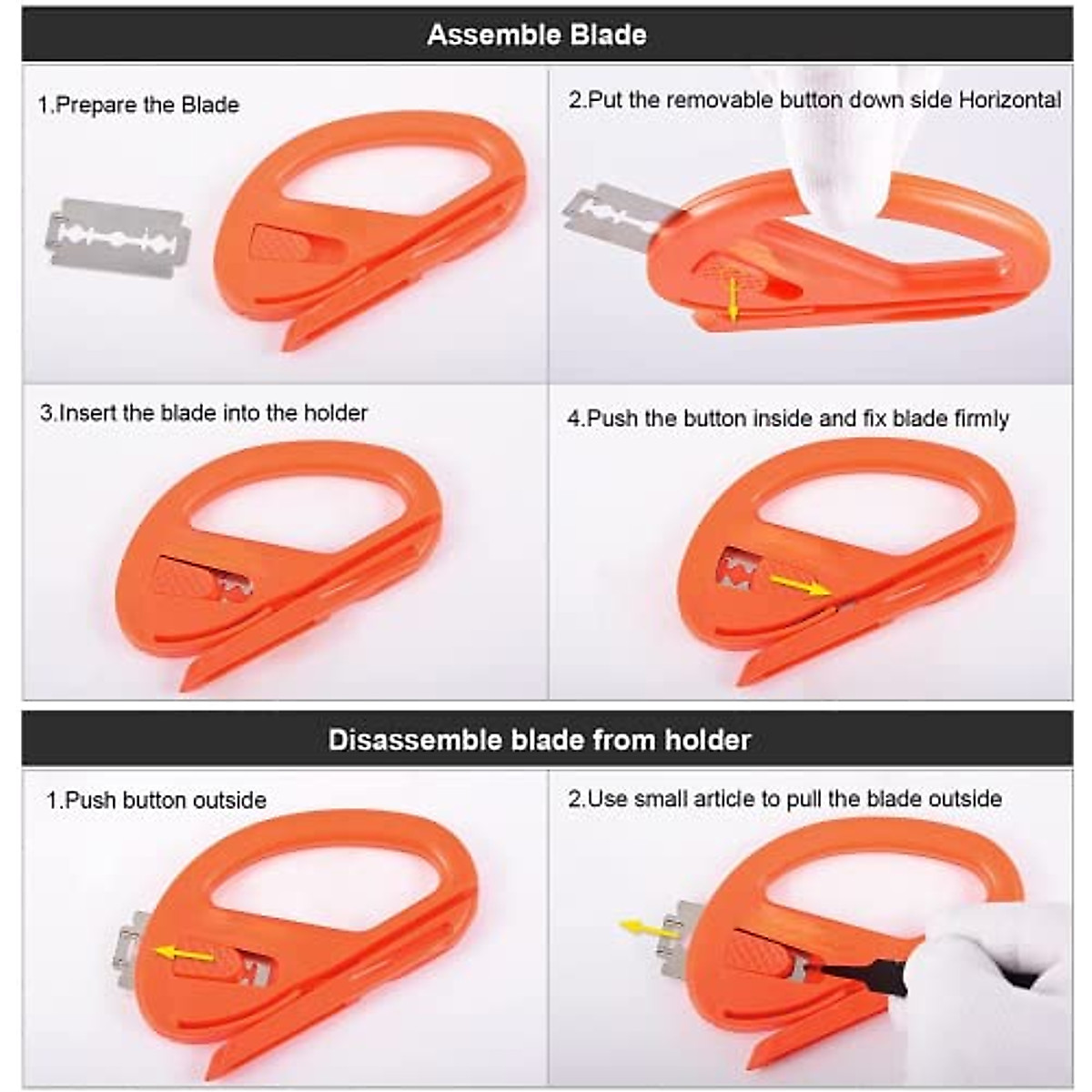 YunQin 6 Pcs Vinyl Covering Film Snitty Safety Cutter Knife,Carbon Fiber Wrap Decal Sticker Paper Slitter,Utility Knife Cutter for Window Tint, Car Wrap, Craft Making,Vacuum Bags