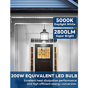 Nouscan 200W Equivalent LED Light Bulb, 2800LM Super Bright A21 LED Bulb, Daylight 5000K, 25W Energy Saving, E26 Medium Base, 120V for Garage, Warehouse, Shop, Living Room, Non-Dimmable, 2 Pack