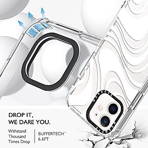 MOSNOVO Case for iPhone 12 Mini, [Buffertech 6.6ft Military-Grade Drop Protection] [Anti Peel Off Tech] Clear TPU Bumper Phone Case Cover Design - White Swirl