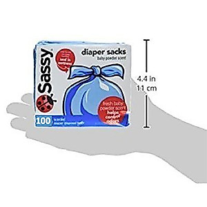 Sassy Disposable Scented Diaper Sacks - 100 Count - 25 Sacks per Roll, Blue (40012)