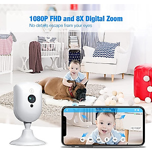 Ebitcam Baby Monitor with Camera and Audio, 1080P Indoor Pet Camera with Sound/Motion Detect, Night Vision, Two Way Talk, WiFi Connect and Compatible with Alexa Indoor Cam for Home Security Camera
