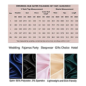 SWOMOG Womens Short Sleeve Satin Pajama Set Silk Pjs Lounge Set V Neck Two Piece Loungewear Sets Cute Cozy Sleepwear Rose Pink