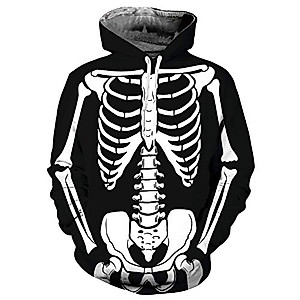 uideazone Boys Hoodies Sweatshirt Tops Funny Skeleton Sweater Pullover Mid-Weight Tracksuit Tops with Pocket Jumper Streetwear …