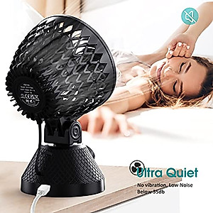 ATTLOOQ USB Desk Fan, Small Portable Desktop Personal Fan 3 Speeds Strong Airflow, Adjustable Tilt Automatic Swing Cooling Fan, Quiet Small Desk Fan for Home Office Bedroom Indoor