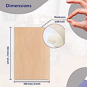 Unfinished Wood Pieces,25Pcs Basswood Sheets 1/16,Thin Plywood Wood Sheets for Crafts,Perfect for DIY Projects, Painting, Drawing, Laser, Wood Engraving, Wood Burning and CNC Cutting(150x100x1.5mm)